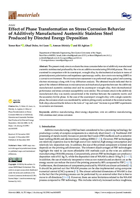 Pdf Effect Of Phase Transformation On Stress Corrosion Behavior Of Additively Manufactured