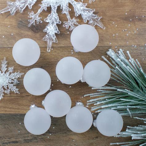 9ct Clear Frosted Matte Christmas Glass Ball Ornaments 25 65mm