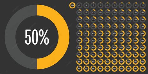 collection of circular percentage charts ranging from to 100 vector