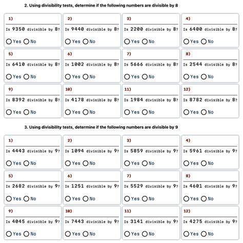 test of divisibility rules