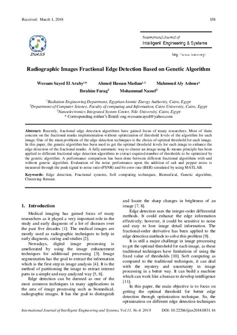 Pdf Radiographic Images Fractional Edge Detection Based On Genetic