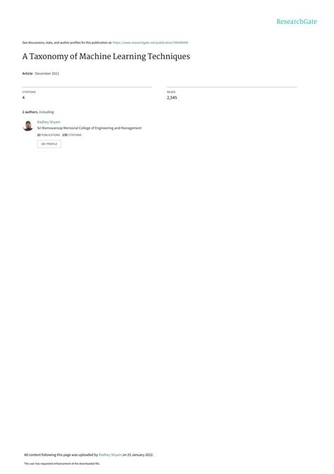 A Taxonomy Of Machine Learning Techniques