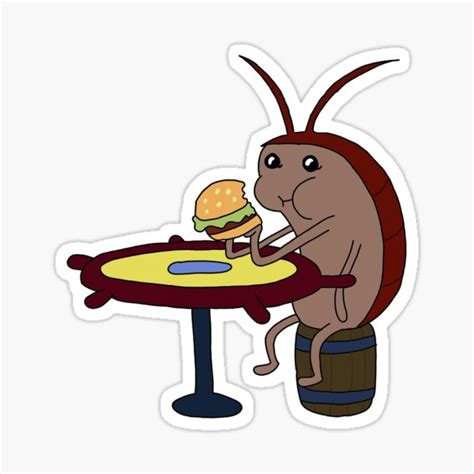 Spongebob Cockroach Eating Krabby Patty Sticker For Sale By Lexlshop