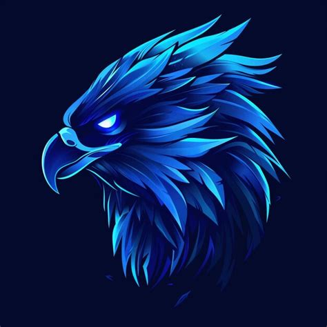 Blue Eagle For Gaming Logo On Dark Blue Background Premium Ai Generated Image