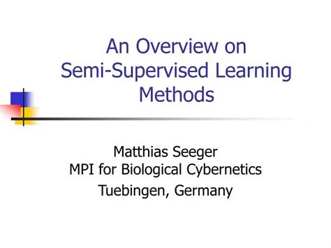 ppt an overview on semi supervised learning methods powerpoint