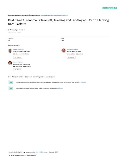 Real Time Autonomous Take Off Tracking And Landing See Discussions Stats And Author Profiles