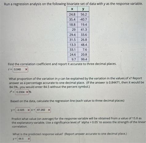 Solved Un A Regression Analysis On The Following Bivariate Chegg