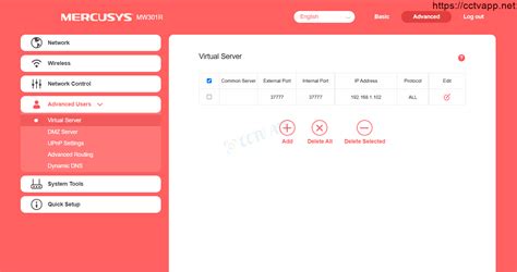 Open Port NAT Port Router MERCUSYS MW R Application System