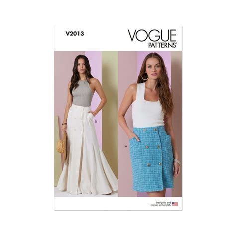 Vogue Patterns V2013 Misses Fitted Unlined Double Breasted Skirt In Two Lengths