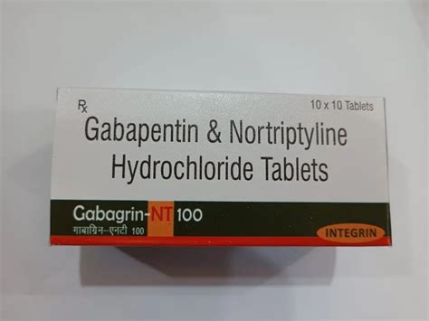Gabagrin Nt 100 Mg Gabapentin Nortriptyline Hydrochloride Tablets Integrin Prescription At
