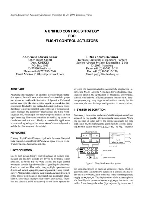 Pdf A Unified Control Strategy For Flight Control Actuators