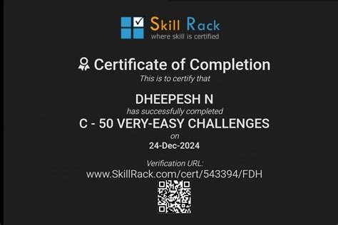 dheepesh n on linkedin skillrack cprogramming certification