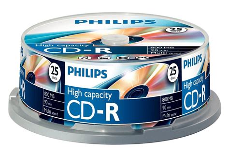 Philips CD-R 90 Minutes 800MB 40x Speed Blank Recordable Discs - 25 ...