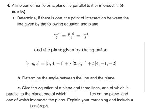 Solved A Line Can Either Lie On A Plane Lie Parallel To Chegg