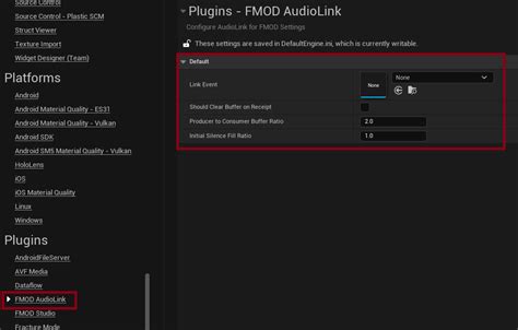 Fmod Settings Audiolink