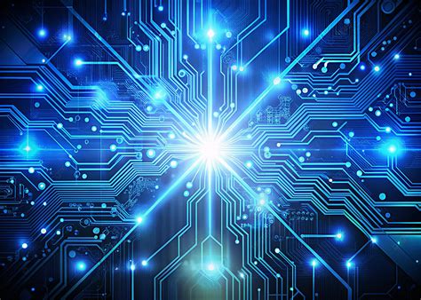 Electric Blue Circuitry Illuminates Advanced Technology Innovation