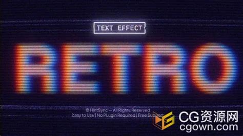 复古老电视扫描线文本效果文字标题动画ae模板 Cg资源网