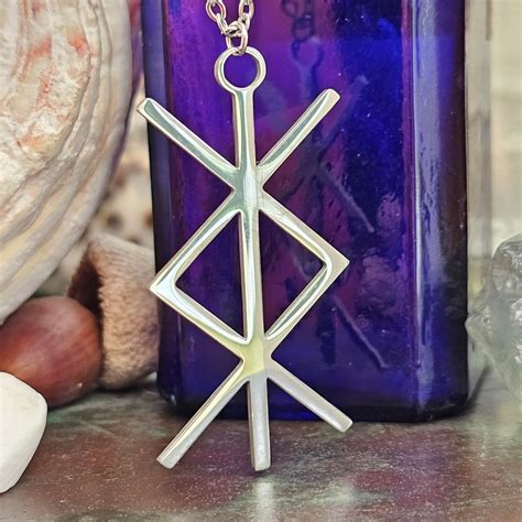 Binding Rune Pendant Protection Runes In Steel And Steel Chain Necklace Viking Spell Pendant