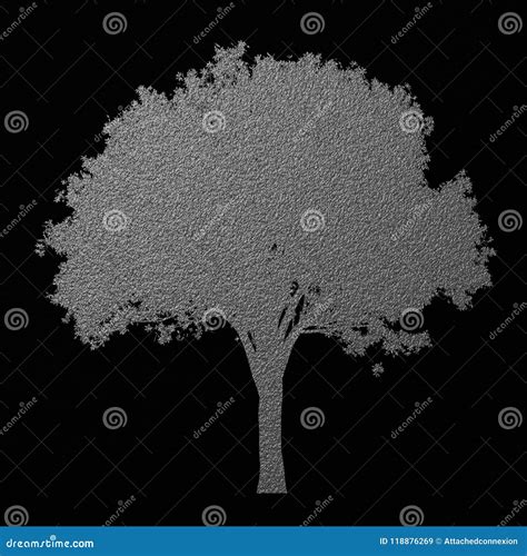 Beautiful Digital Texture Pattern Of Tree Silhouette Isolated On Black