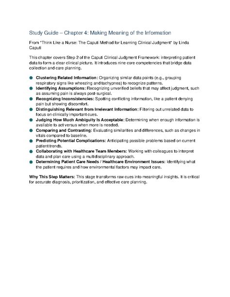 Chapter 4 Study Guide Interpreting Patient Data In Caputi Method Studocu