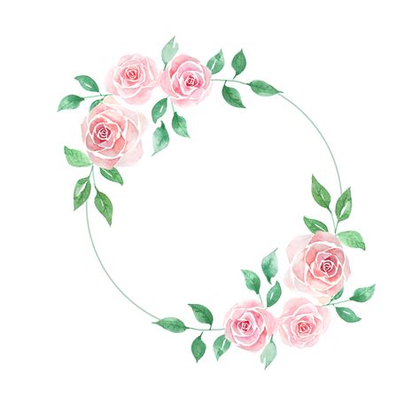 Pink Rose Watercolor Circle Border And Frame 21460616 Png