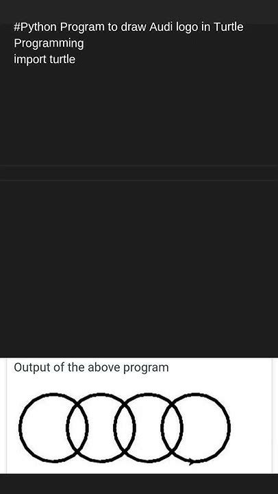 Python Program To Draw Audi Logo In Turtle Programming Python Audilogo