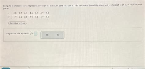 solved compute the least squares regression equation for the given