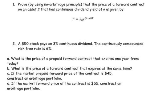 1 Prove By Using No Arbitrage Principle That The