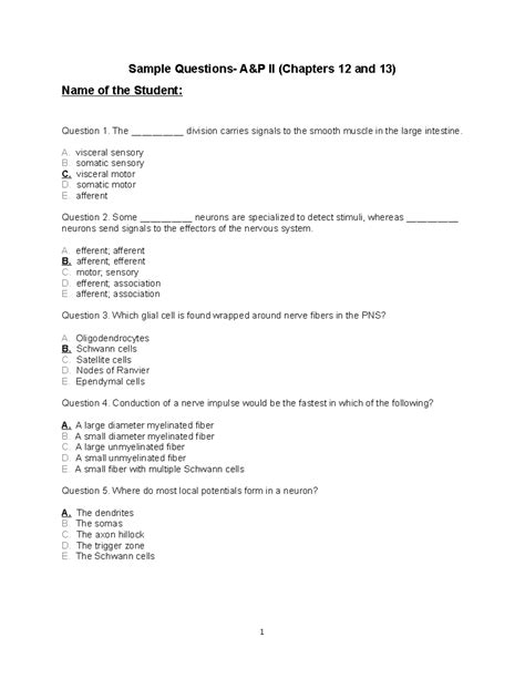 Sample Questions Chapters 12 And 13 Sample Questions Aandp Ii Sample Questions Chapters 12 And 13 Sample Questions Aandp Ii