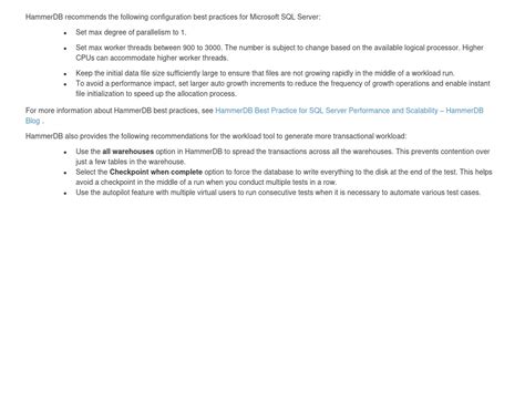 hammerdb sql server 2022 on dell powerflex using vmware