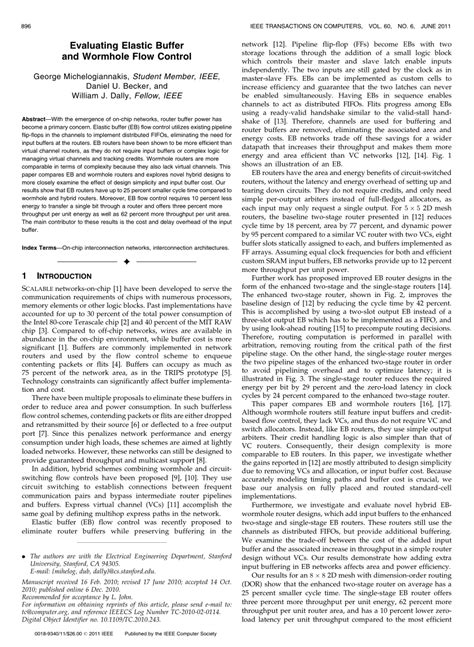 Pdf Evaluating Elastic Buffer And Wormhole Flow Control