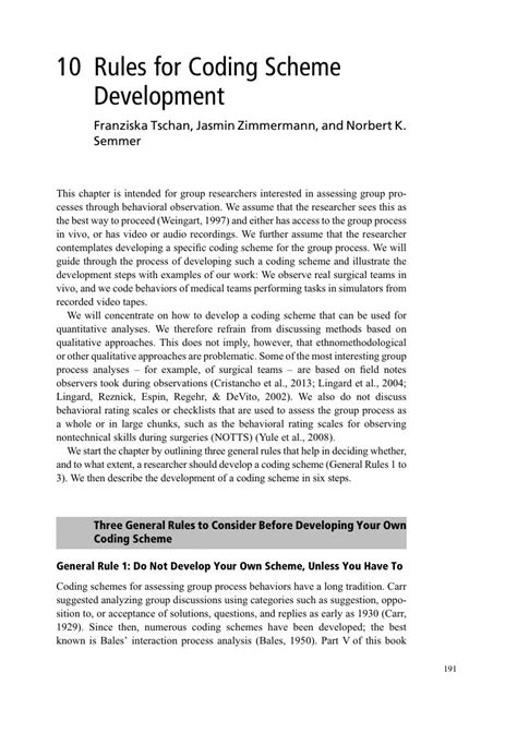 rules for coding scheme development chapter 10 the cambridge handbook of group interaction