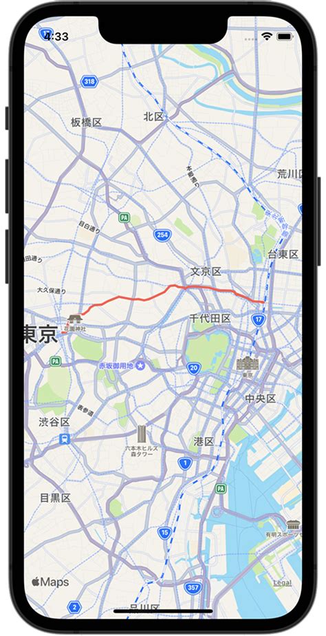 MKMapViewで経路を表示する すいすいSwift