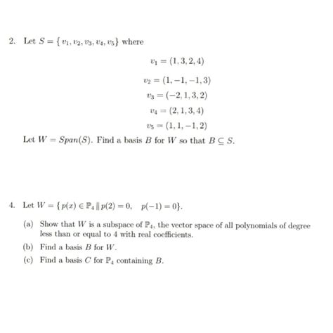 Solved These Are Linear Algebra Questions Please Solve Both Chegg