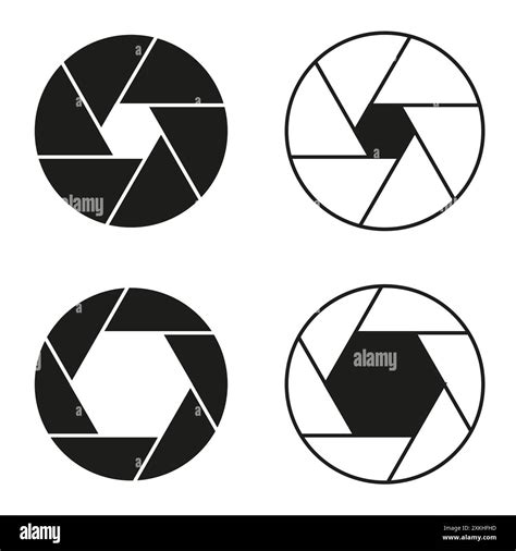 Camera Shutter Icon Set Aperture Symbol Designs Black And White