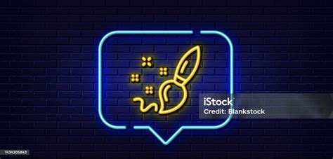 페인트 브러쉬 선 아이콘입니다 창의력 표시 네온 라이트 스피치 버블 벡터 0명에 대한 스톡 벡터 아트 및 기타 이미지 0명 Led 조명 개념 Istock