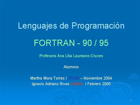 Lenguajes De Programacin FORTRAN Profesora Ana