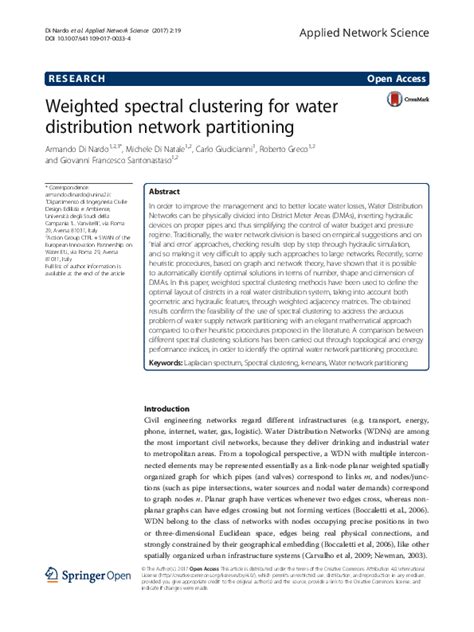 pdf weighted spectral clustering for water distribution network