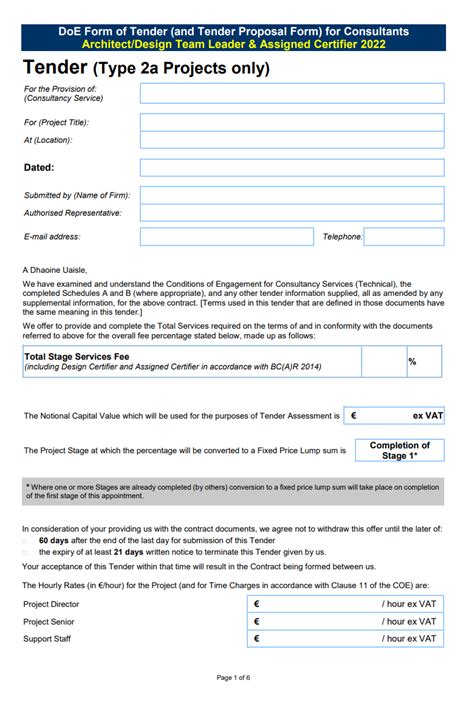 Tender Proposal Template Free Word Templates
