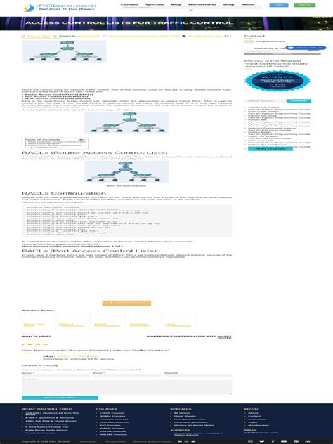 Access Control Lists For Traffic Control Ipcisco Pdf Router Computing Computer Science