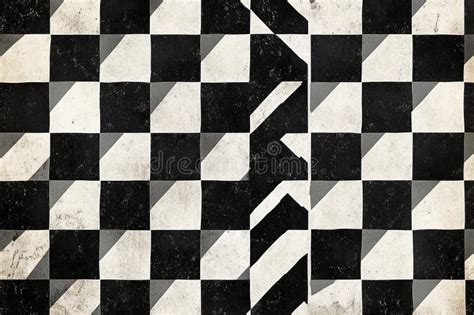 Bold Black And White Diagonal Stripes And Checkerboard Pattern Create A