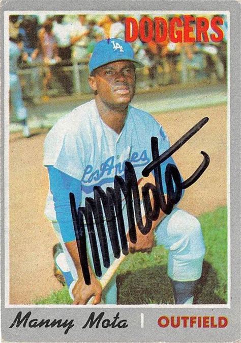 Manny Mota Autographed Baseball Card Los Angeles Dodgers 1970 Topps 157