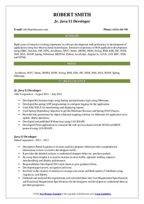 10 Java Ui Developer Resume Samples And Templates For 2025