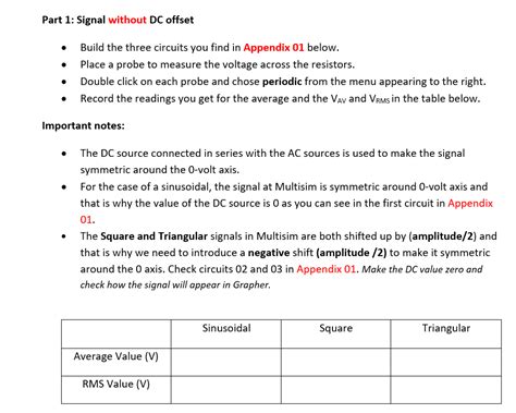 Solved Part Signal Without DC Offset Build The Three Chegg