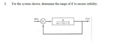 Solved For The System Shown Determine The Range Of K To Chegg
