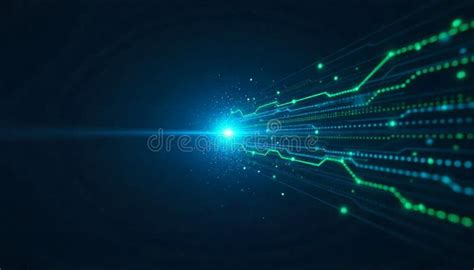 Abstract Technology Network With Glowing Light And Data Flow Stock