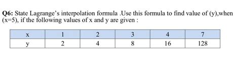 Solved Q6 State Lagranges Interpolation Formula Use This