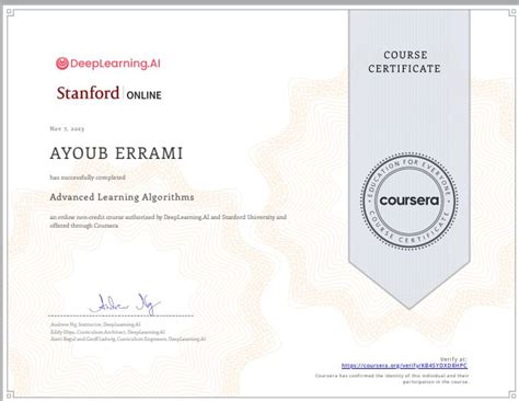 earned advanced learning algorithms from deeplearning ai ayoub errami