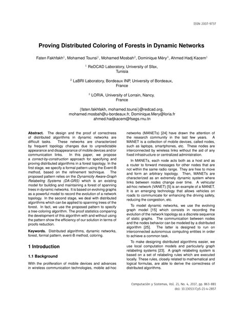 Pdf Proving Distributed Coloring Of Forests In Dynamic Networks