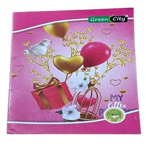 Single Line Laminated Paper Green City Pink Writing Notebook 25 Size 4 33x8 26inch At 6 In